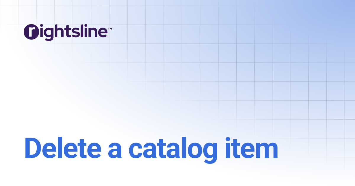 Delete a catalog item | API Documentation