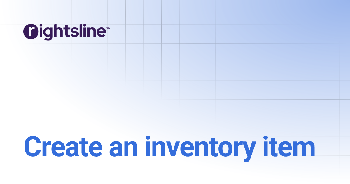 Create an inventory item | API Documentation